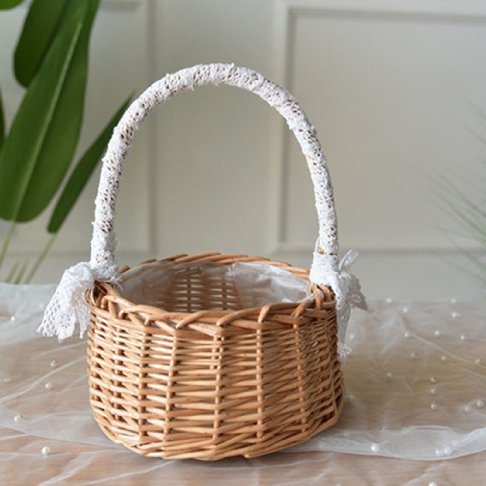 Plant Basket Multi-purpose Delicate Rattan Woven Lace Flower Basket ...