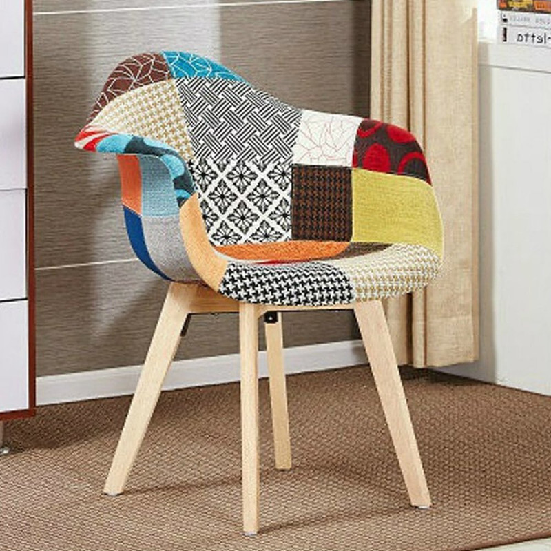 Vintage-Inspired Ergonomic Patchwork Dining Chair | Retro Modern Design ...