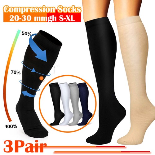 3Pair UNISEX Medical Grade Compression 20-30mmhg, Stockings, Tights,for ...