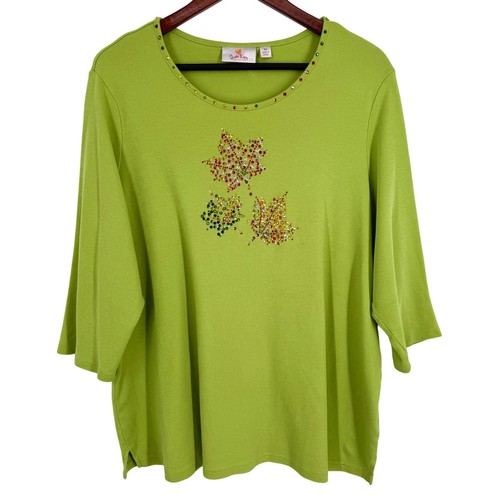 Quacker Factory Plus Size 2X Autumn Fall Wearable Art to Wear Blouse ...