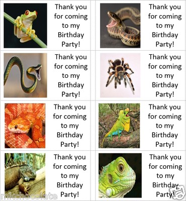 40x Personalised Reptile/s/snakes labels/stickers/birthday/party/cake ...