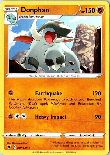 Donphan RARE Pokemon TCG Card 087/185 | eBay