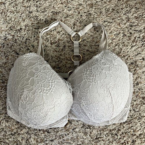 Victorias Secret 32DDD Push-up Bra Cream Ivory Lace Front Latch ...