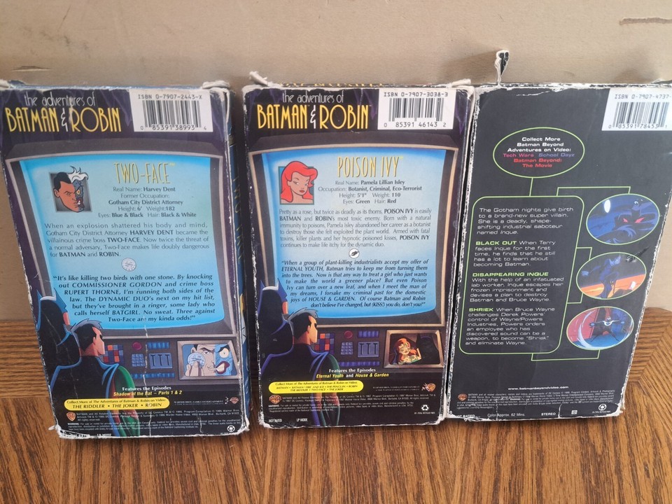 Lot of 3 - The Adventures of Batman Robin, Poison Ivy, Two-Face VHS ...