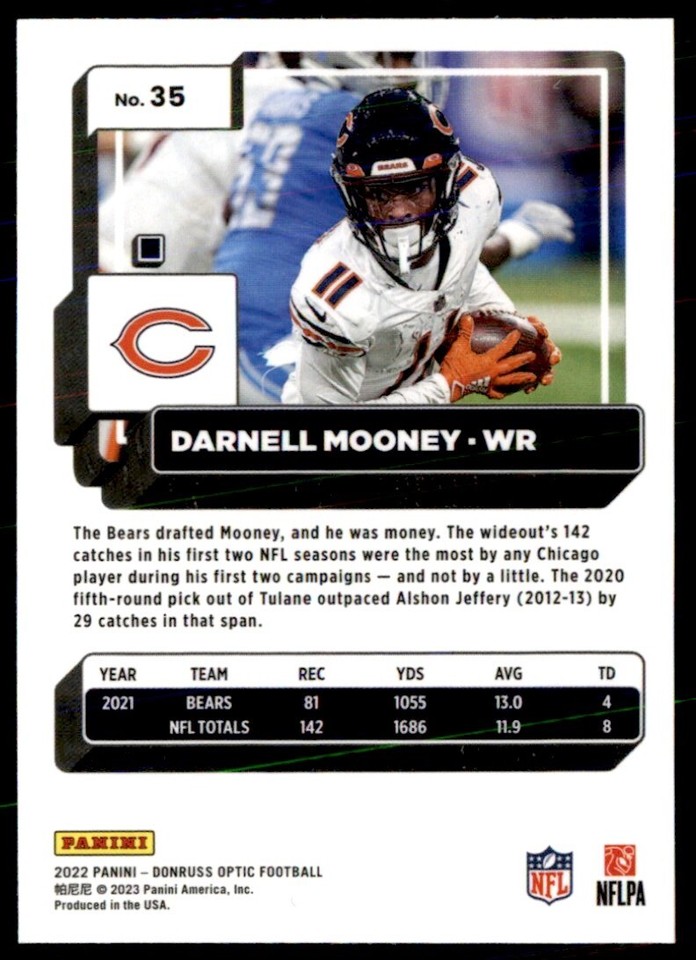 2022 Donruss Optic Football Base Card #35 Darnell Mooney | eBay