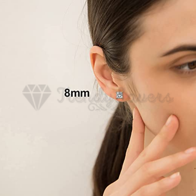 6MM Sparkling Diamond Hypoallergenic Cartilage Square Ear Piercing Stud ...
