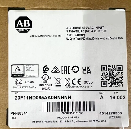 NEW Allen Bradley 20F11ND065AA0NNNNN AB Orginal Power flex 753 AC Drive ...