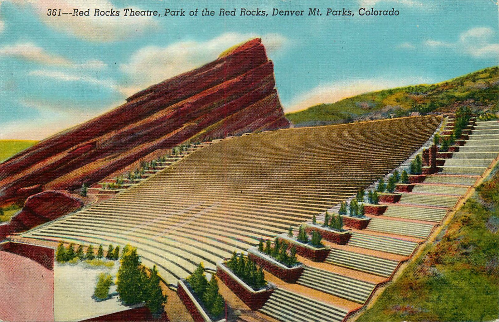 Colorado Postcard Red Rock Theater Denver Mt. Parks Unused | eBay