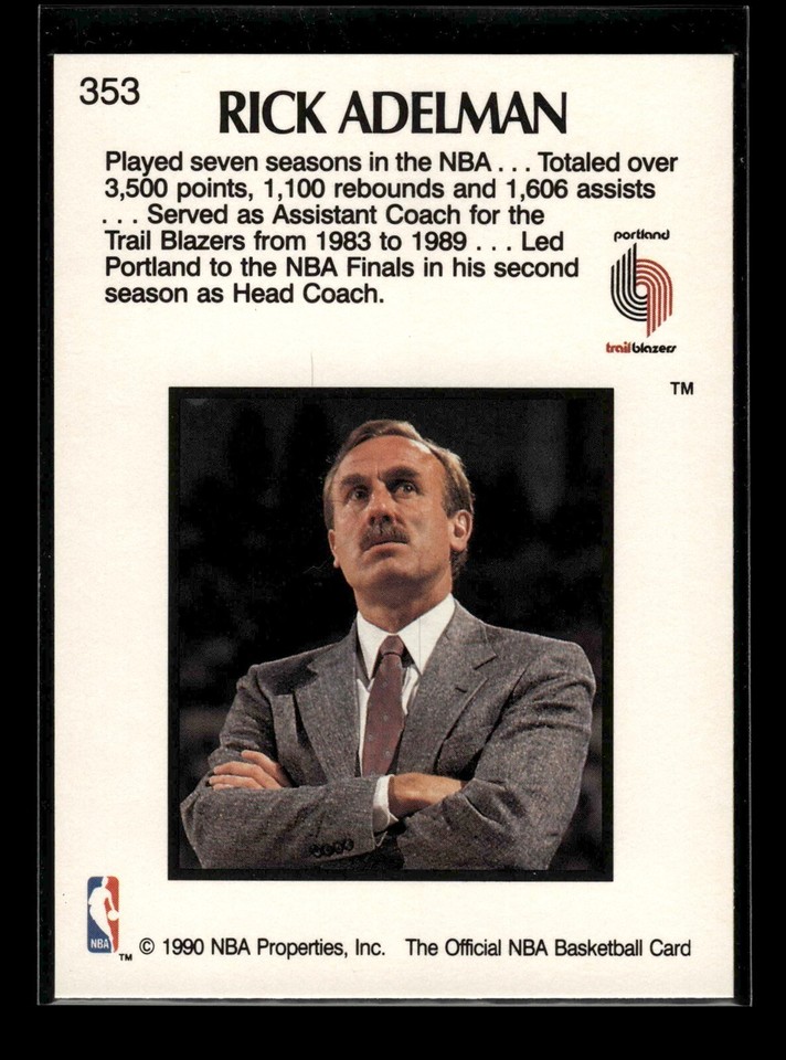 1990-91 NBA Hoops #353 Rick Adelman CO (NM)(BSK) | eBay