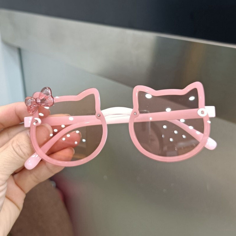 Cartoon Bowknot Cat Eye Glasses Children Sunglasses Sunscreen ...