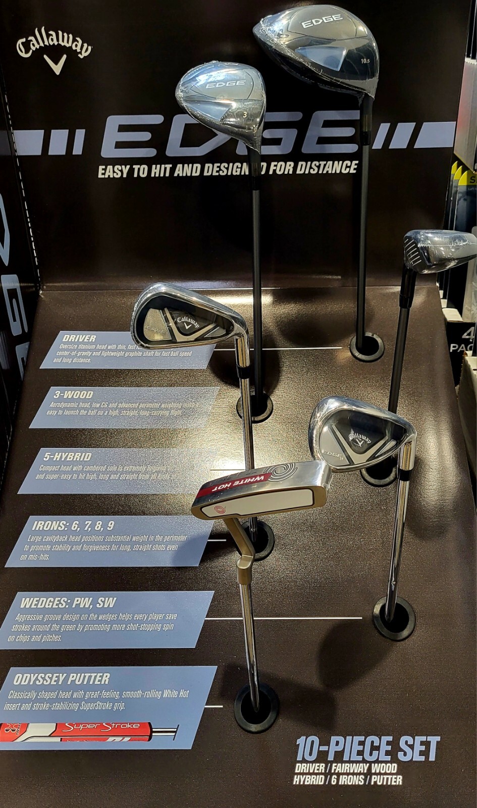 NEW 2024 Callaway Edge Complete 10 Piece Golf Club Set RH Reg Blue ...