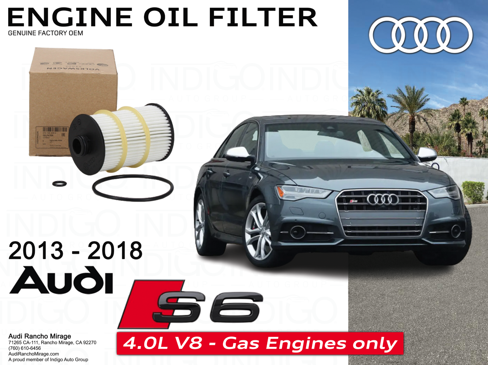 2013-2018 Audi S6 Genuine OEM Engine Oil Filter Element S6-079-198-405 ...