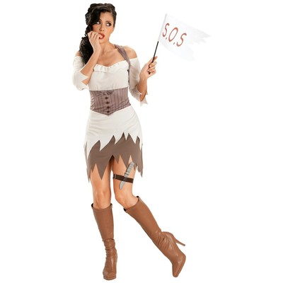 Ship Wreck Sweetie, Deserted Island Castaway, Deluxe 4pc Adult Costume ...