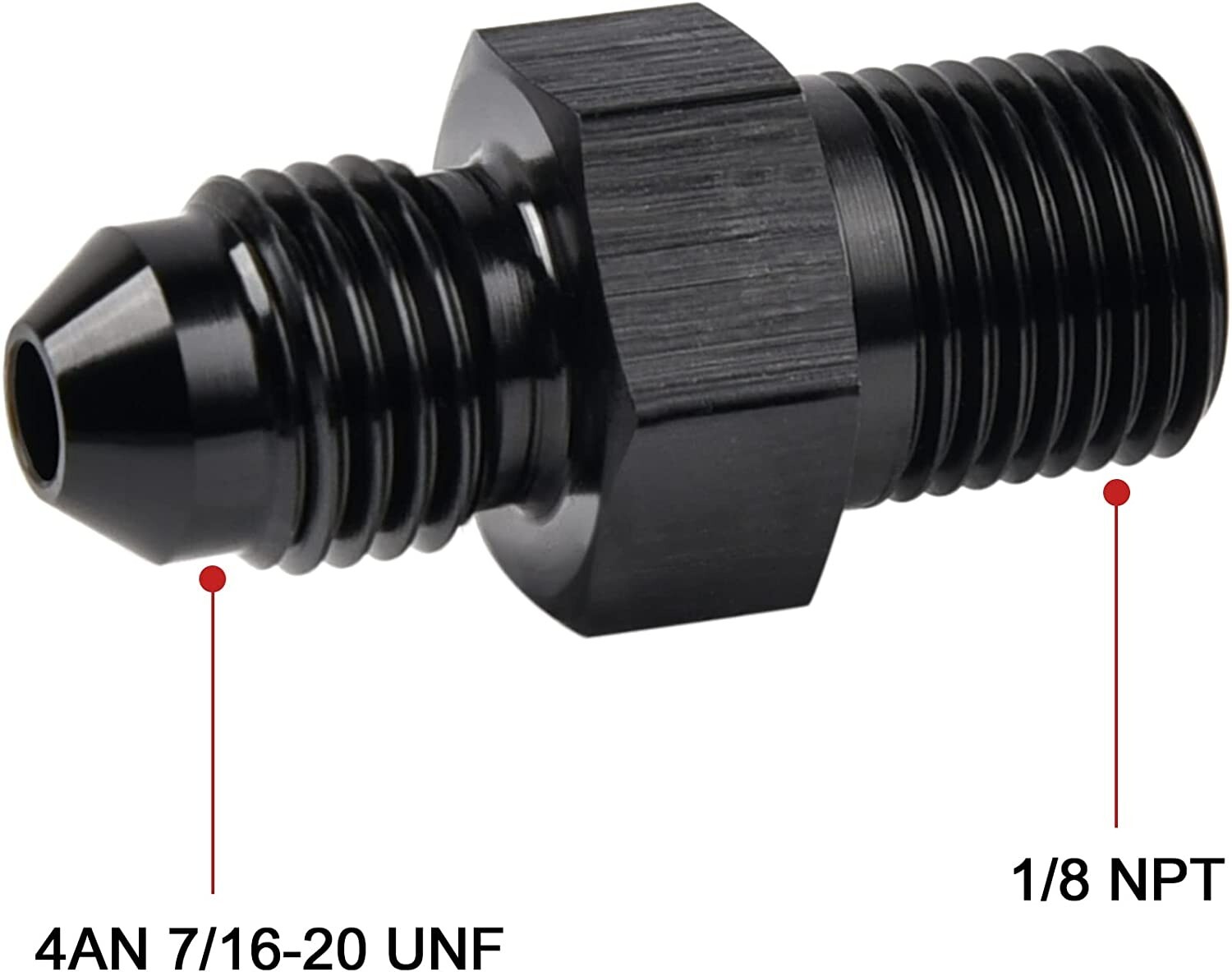 1/8" NPT to 4AN Fitting Male Straight Fittings Adapter Aluminum Black ...