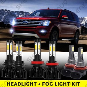 For Ford Expedition 2018 2019 6000K LED Headlight Hi/Lo+Fog Light Bulbs ...