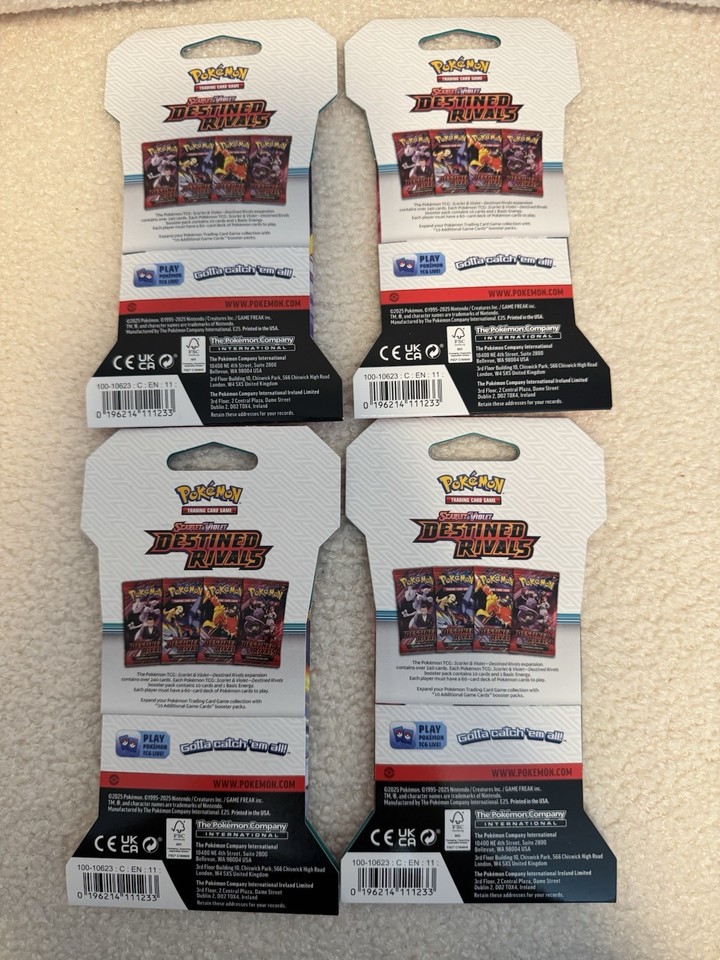 Pokemon Destined Rivals Sleeved Booster Packs Full Art Set - 4 Packs ...