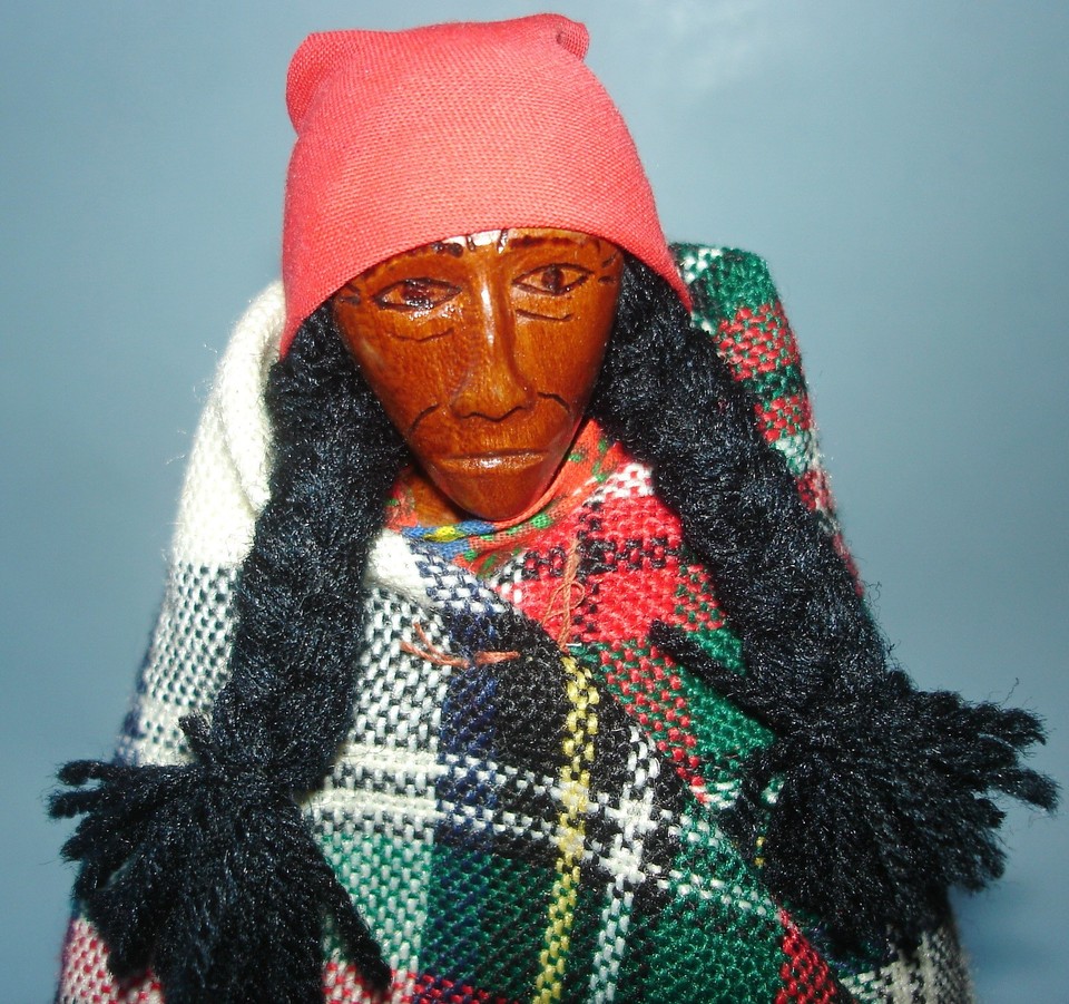 Native American Artist RICHARD CROWE Wooden Indian Woman with Walking ...