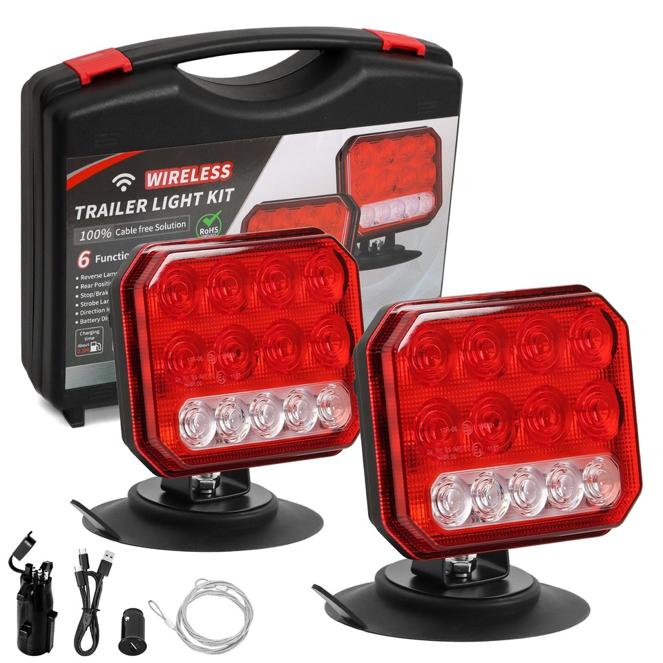 2X Wireless Trailer Lights Dual Function Magnetic Tow Light Kit for ...