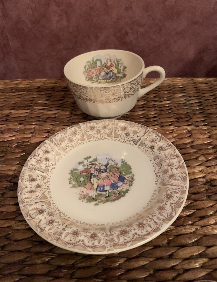 22k gold Trim Colonial Pattern Cup And Saucer | eBay