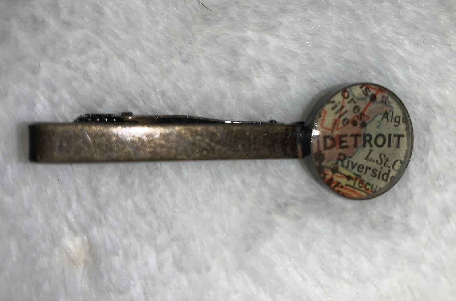 Handmade Detroit Michigan Map Tie Bar - Gem