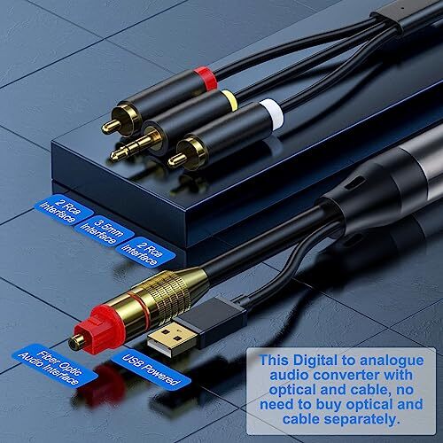 Digital Optical Cable to RCA Analog Audio Converter, Optical to 2 RCA ...