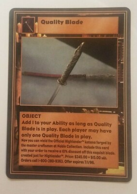 1996 Highlander The Card Game Quality Blade Card CCG TCG Swordmaster | eBay