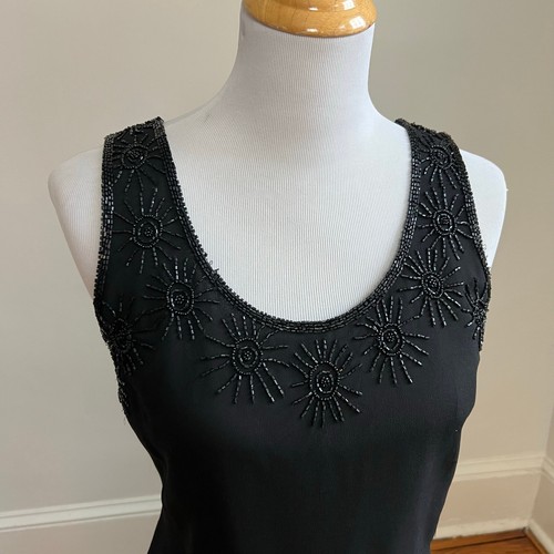 Vintage 90s NWT JKara Black Beaded Cocktail Dress and Sheer Embellished ...
