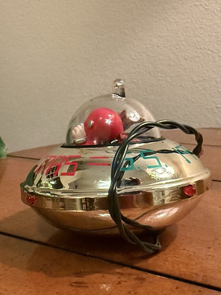 Starship UFO Santa Lights Hallmark Ornament 1990 Vintage Christmas ...