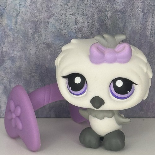 💜Authentic Littlest Pet Shop LPS Owl #449 White Gray Purple Eyes Bird🤍 ...