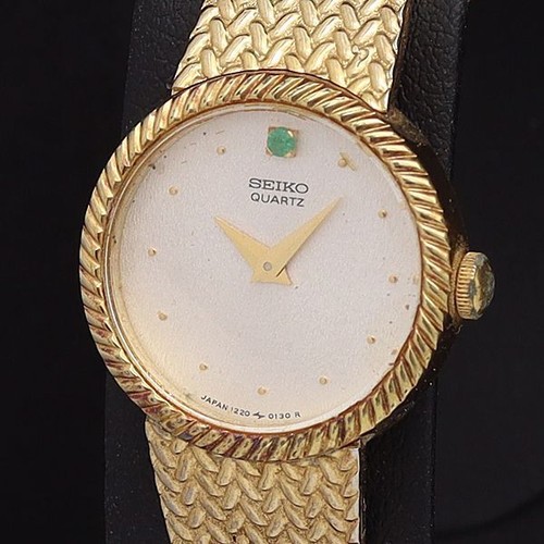 Vintage 1984 [N MINT] Seiko 1220-0020 Gold SGP Diamond Quartz Womens ...