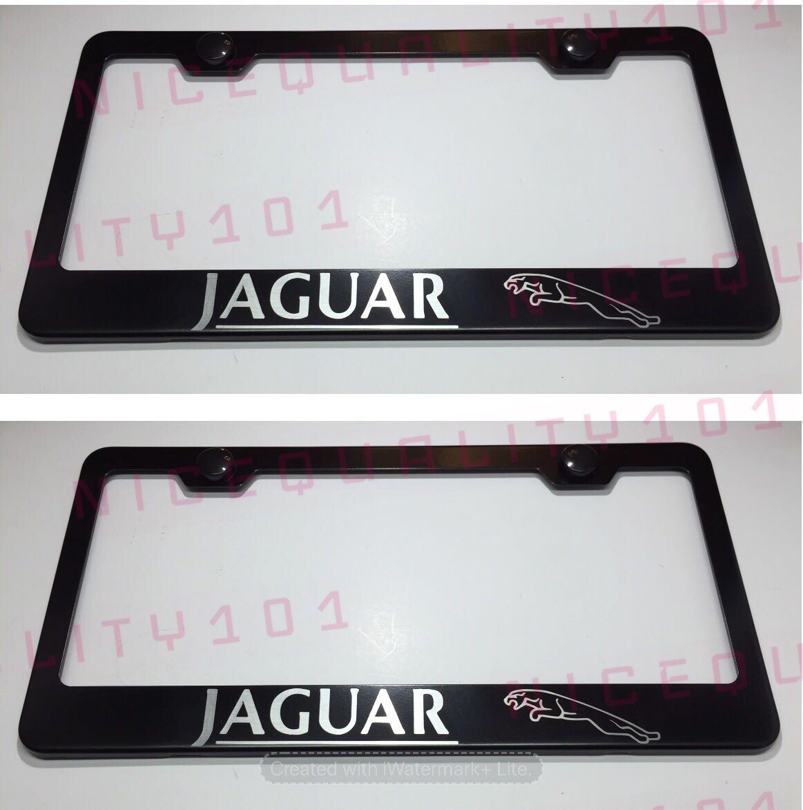 2X Jaguar Stainless Steel Black Finished License Plate Frame Rust Free ...