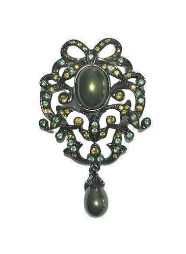 Joan Rivers Faberge Bow Green Pearl Drop Brooch | eBay