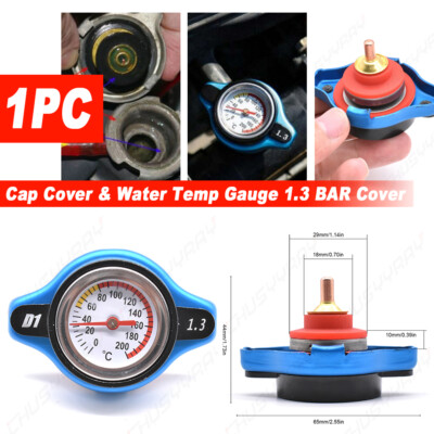1x Car Thermostatic Gauge Radiator Cap Cover 1.3 Bar Small Head Water ...