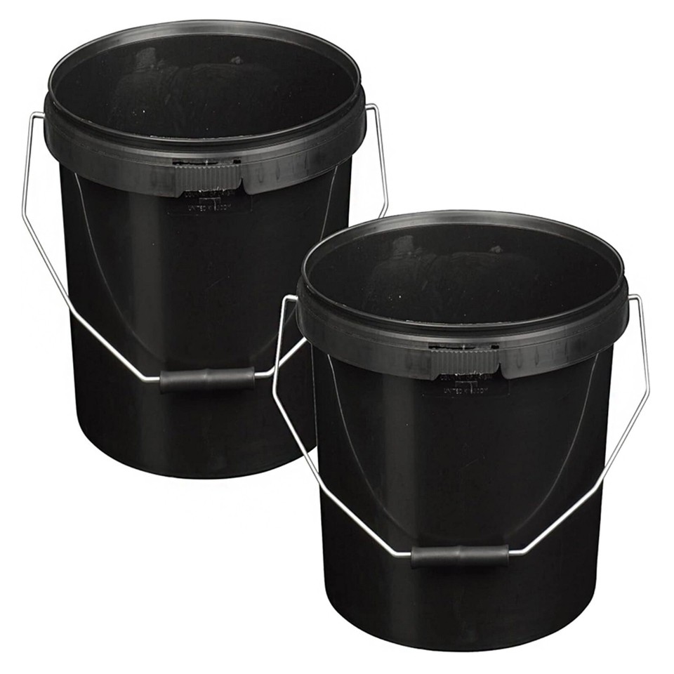 Black Plastic 10L & 25L Hard Wearing Buckets With Plastic Or Metal ...