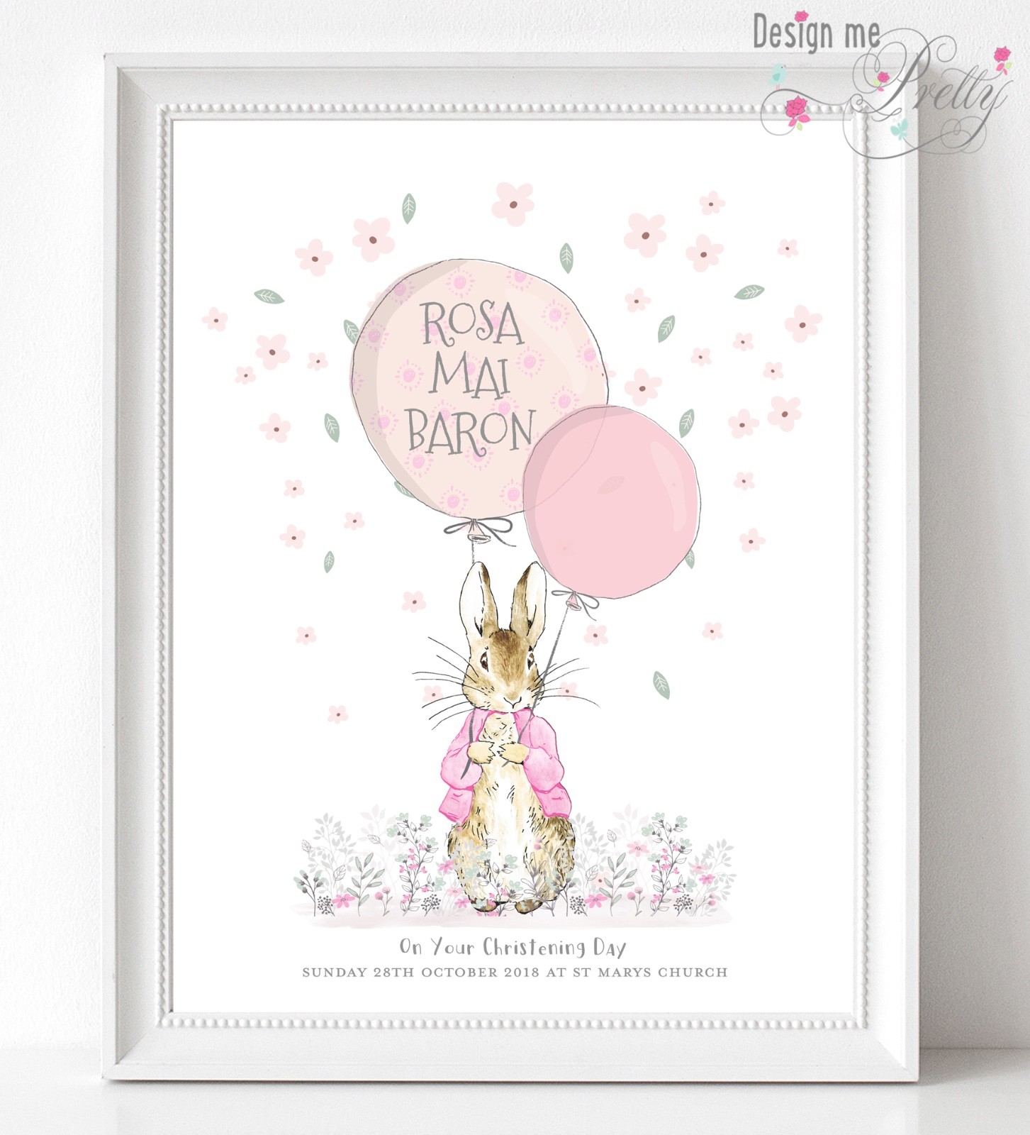 Peter Rabbit Flopsy Balloon Christening Print - Daughter Niece ...
