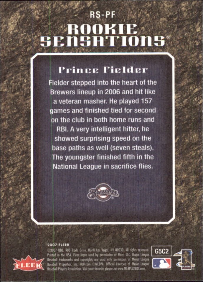 2007 Fleer Rookie Sensations #PF Prince Fielder | eBay
