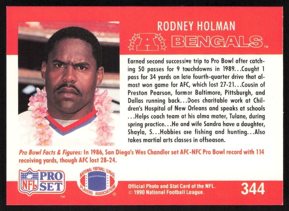 1990 Pro Set Rodney Holman Cincinnati Bengals #344 | eBay