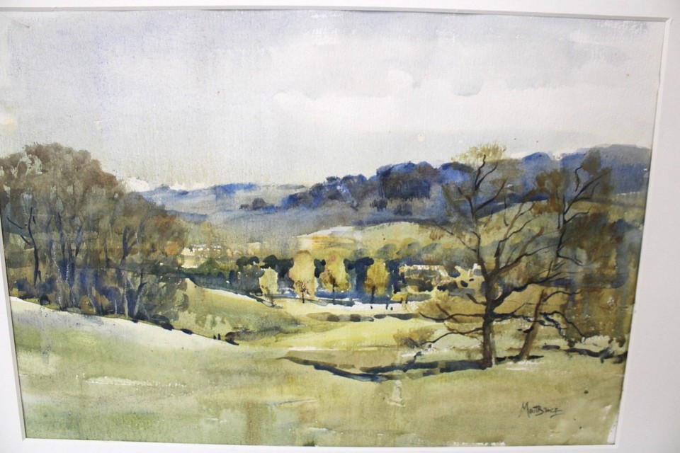 MATT BRUCE Hills And Trees Landscape SIGNED ORIGINAL Watercolour ...