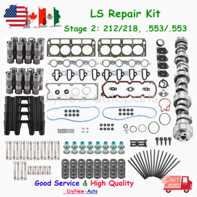 Stage 2 V2 Cam Kit & Gaskets Lifters Pushrods For LS LS1/LS2/LS6 4.8/5. ...