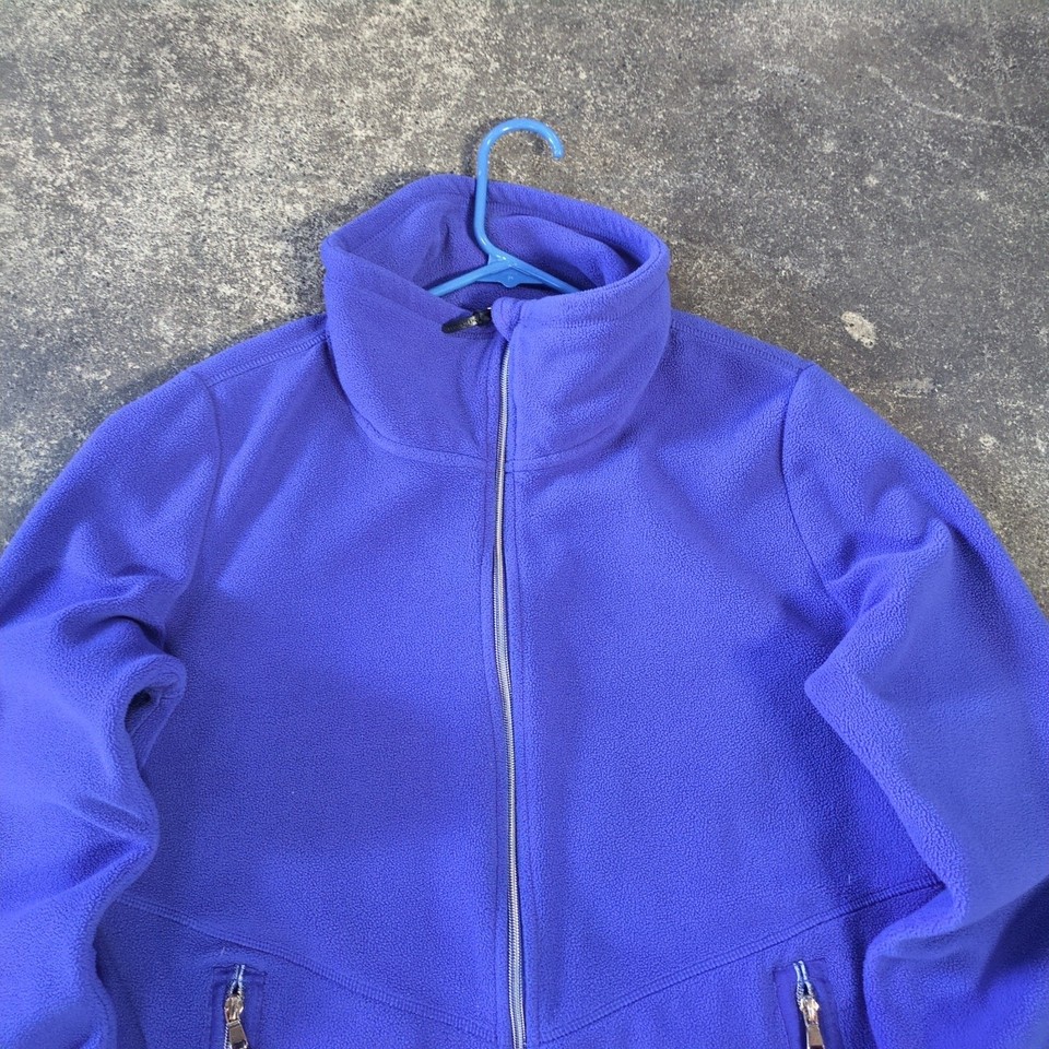 Calvin Klein Jacket Women's Size L Large Blue Fleece Full Zip Cowl Neck ...