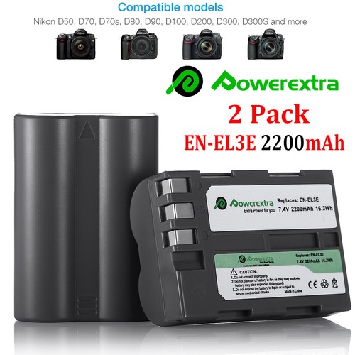 2Pcs EN-EL3e Rechargeable Battery Pack For Nikon D90 D200 D300S D700 ...