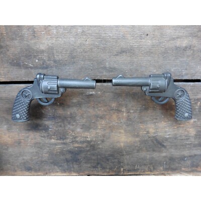 Vintage Drawer Pull Gray Metal Guns Head Handle Cabinet Dresser Door ...