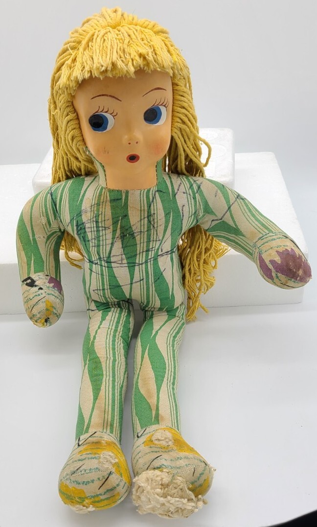 VINTAGE 1960’s CLOTH RAG Hard Face LOOBY LOO Lou DOLL LONG LEGGED 20 ...