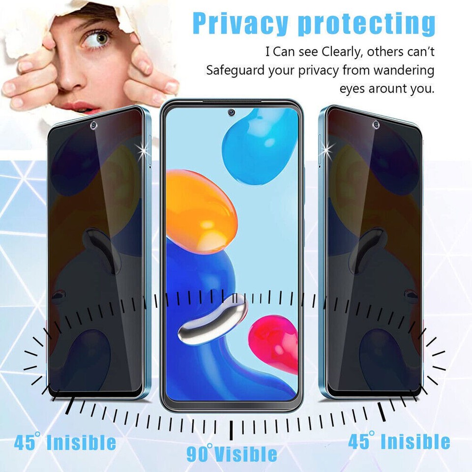 For Xiaomi Redmi Note 12 12S 11 11S 10 9 Poco X5 M4 Pro Privacy Screen ...