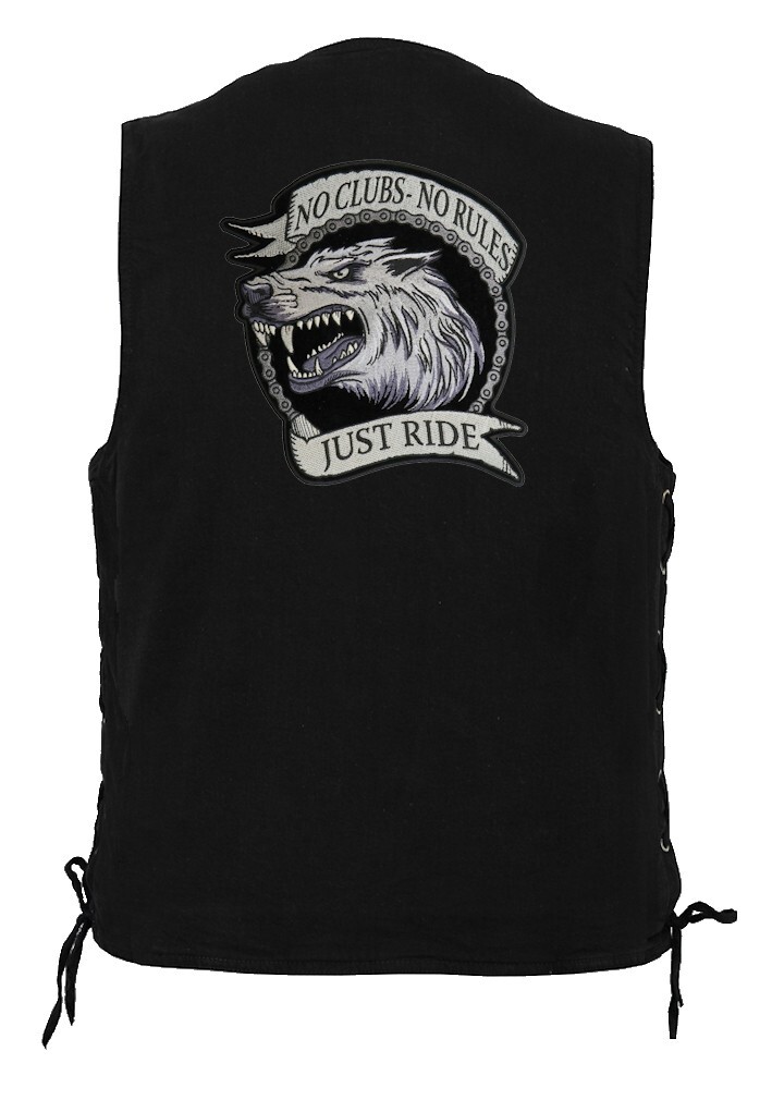 Large No Clubs No Rules Snarling Wolf Embroidered Biker Patch | eBay