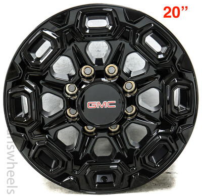 4 20” GMC Sierra 2500 3500 HD Replica 8x6.5 Gloss Black 8 Lug Wheels ...
