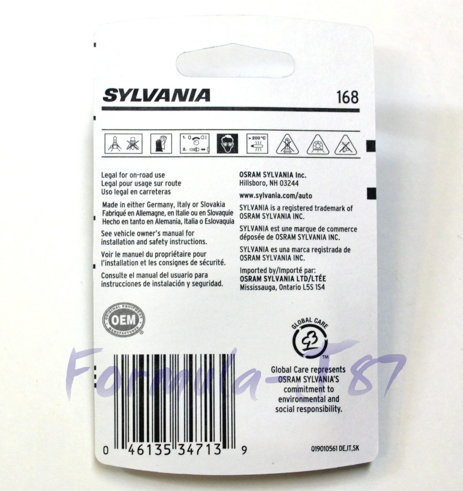 Sylvania Basic 168 4.9W Two Bulbs Front Side Marker Light Replacement ...