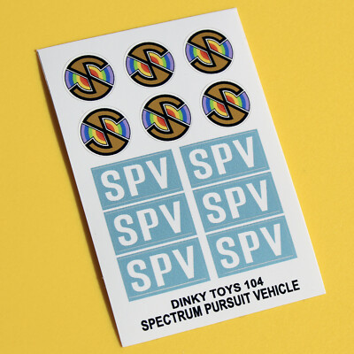 DINKY No. 104 SPECTRUM PURSUIT VEHICLE SPV Metallic sticker decal ...