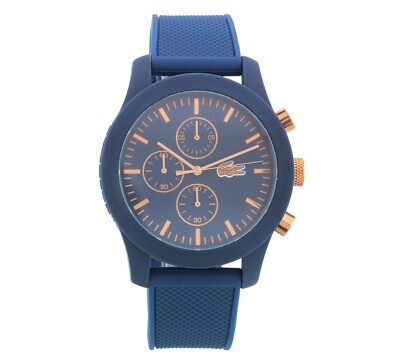 Lacoste 2010827 Watch 44mm Dial Chronograph Face Blue Silicon Band 12. ...
