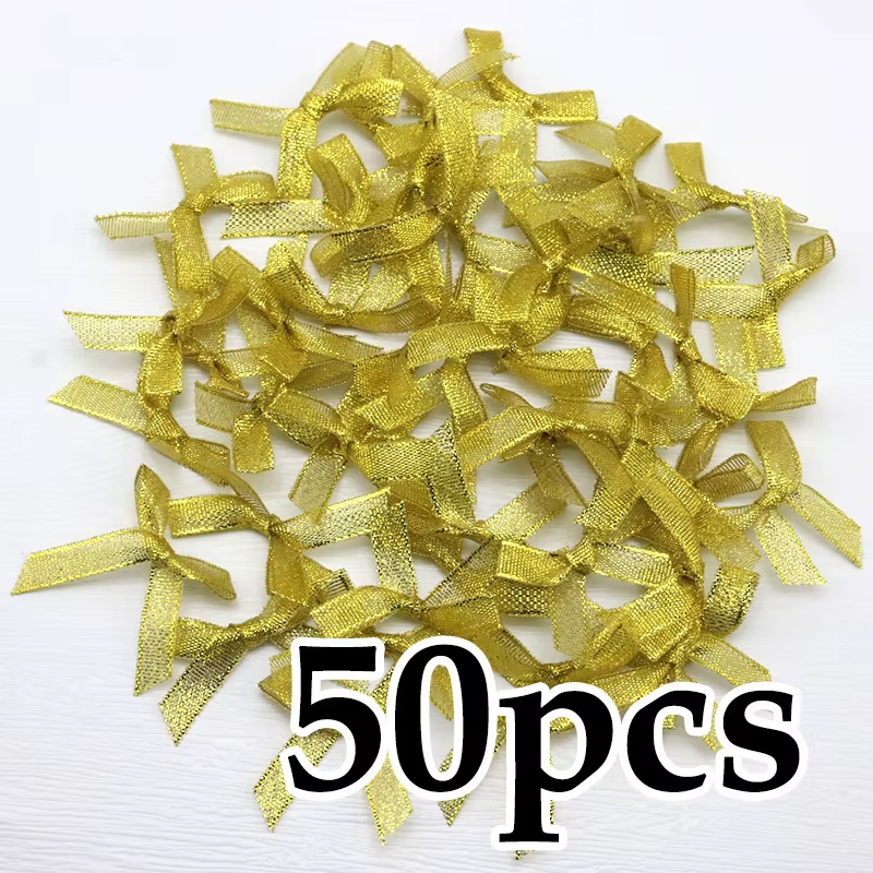 (50 Pcs) 4*4Cm Colourful Ribbon Bows Small Size Polyester Satin Ribbon ...